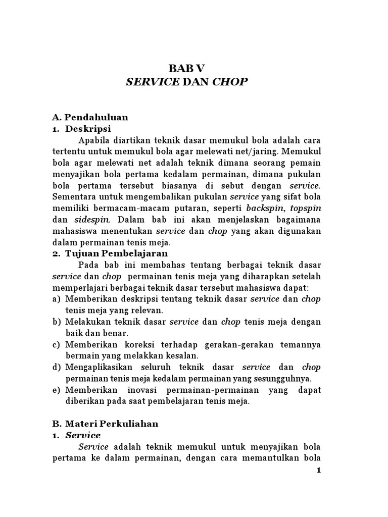 Service Dan Chop | PDF | Olahraga & Rekreasi