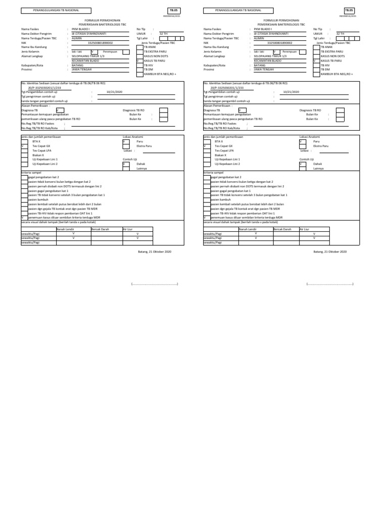 Formulir Permohonan TBC TB.05 | PDF
