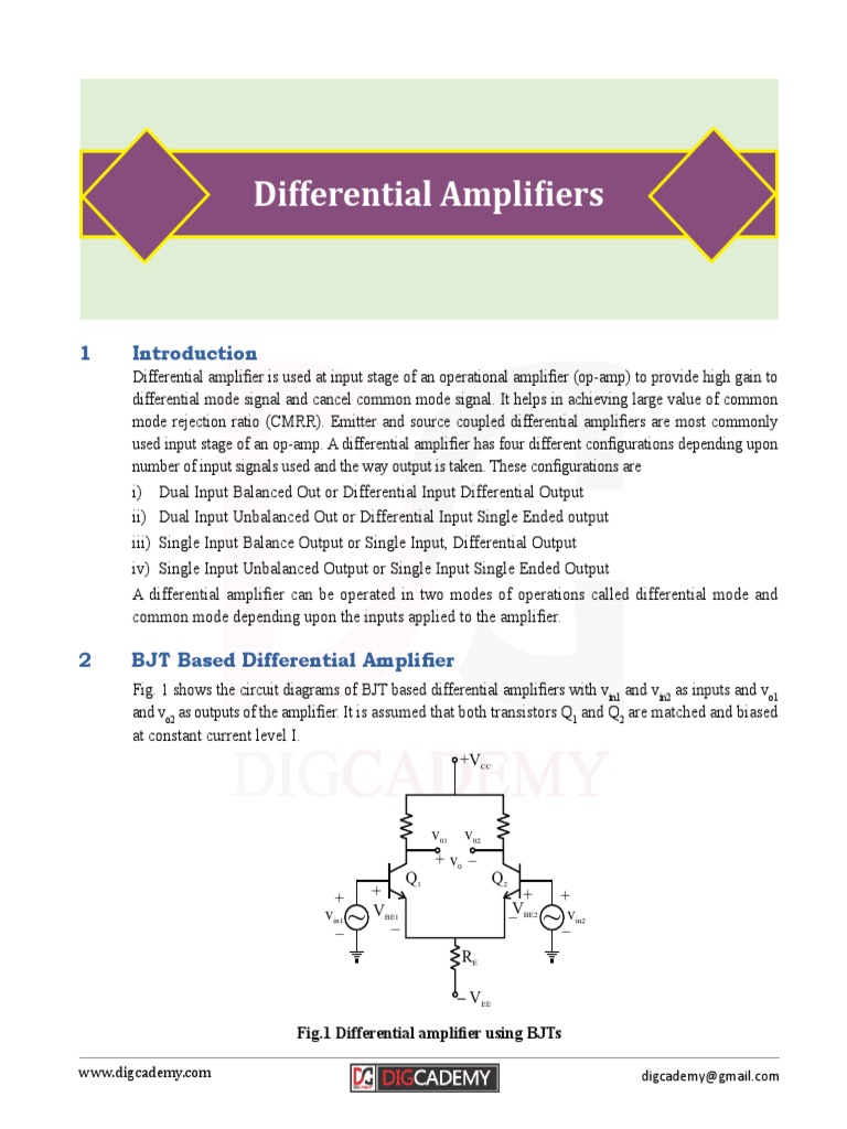 Chapter 12 Differential Amplifiers | PDF | Amplifier | Bipolar Junction Transistor