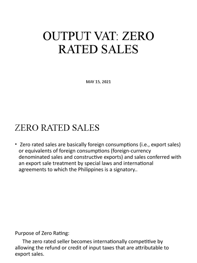 May 15 2021 Zero Rated Sales | PDF | Value Added Tax | Taxes