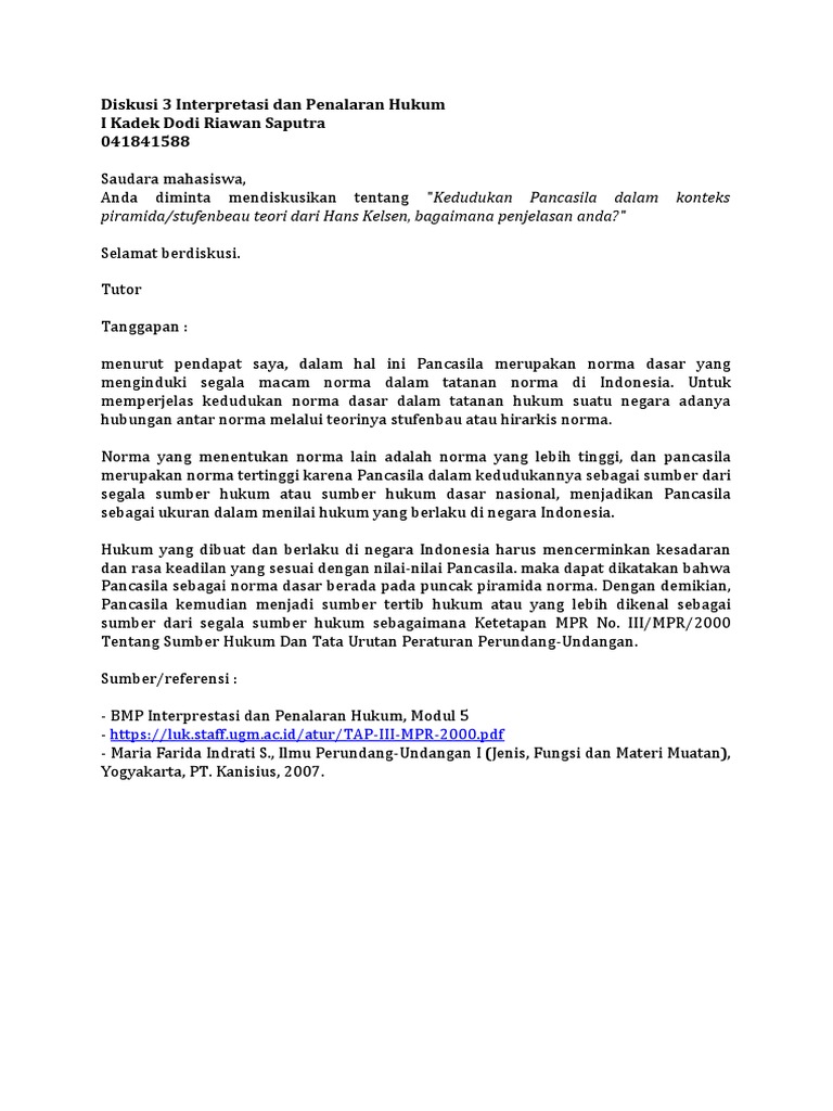 Diskusi 3 Interpretasi Dan Penalaran Hukum | PDF
