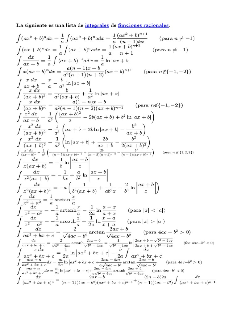 LISTA DE INTEGRALES