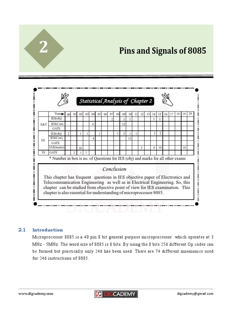 Chapter 2 Pins & Signals of 8085 | PDF | Central Processing Unit | Input/Output
