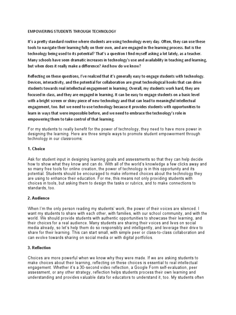 Empowering Students Through Technology | PDF | Educational Technology ...