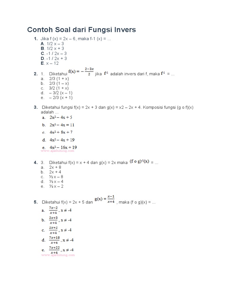 Contoh Soal Dari Fungsi Invers | PDF