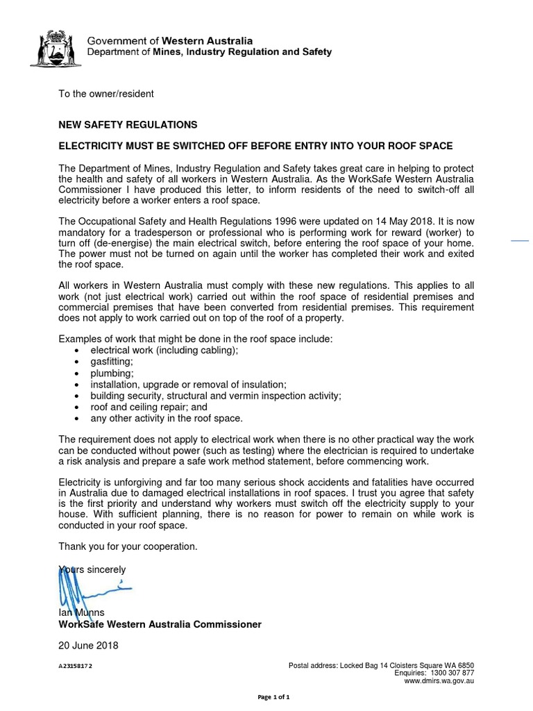 Letter Roof Spaces | PDF | Occupational Safety And Health | Roof