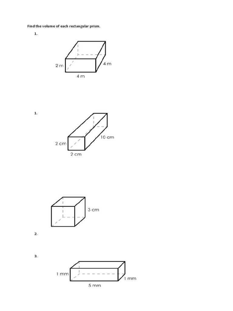 Volume Rectangular Prisms Worksheetspdf