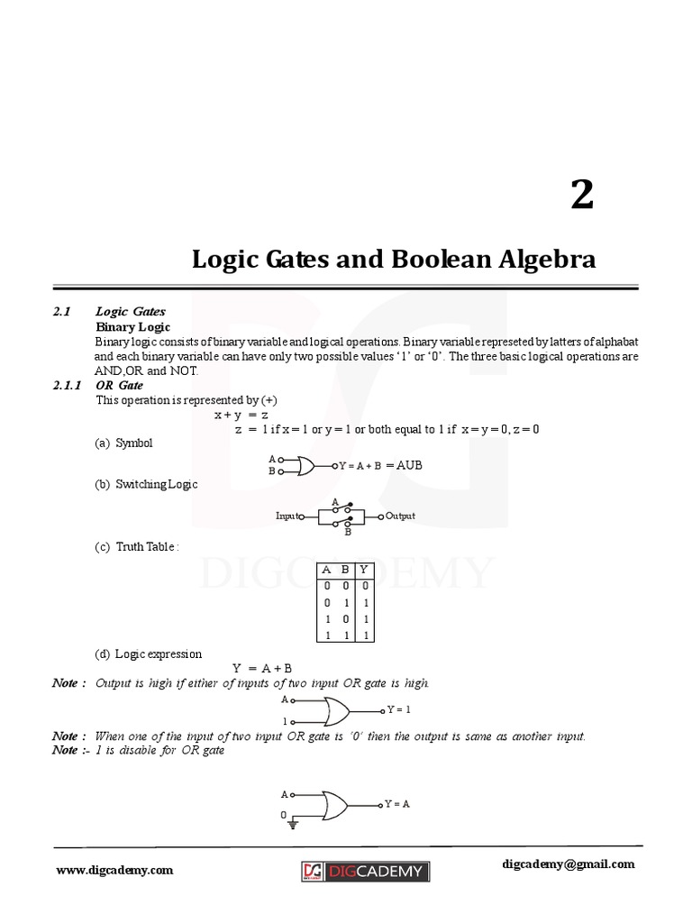 Chapter 2 Logic Gates & Boolean Algebra | PDF | Logic Gate | Teaching ...