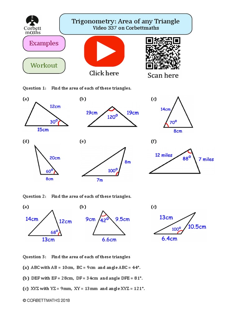 Trig Area of A Triangle Pdf1 | PDF | Triangle | Area
