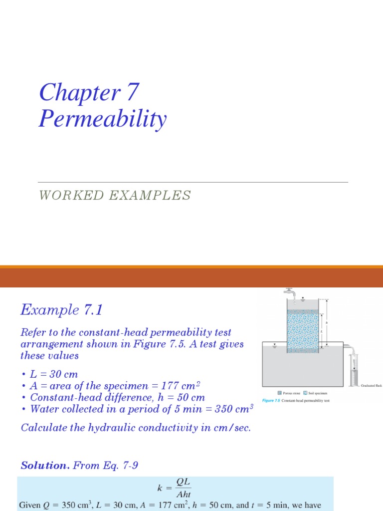 Chapter 7 Permeability Worked Examples | PDF