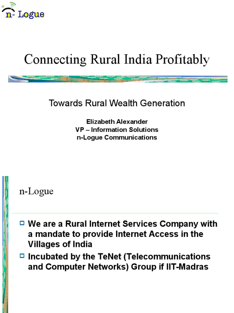 Connecting Rural India Profitably: Towards Rural Wealth Generation ...