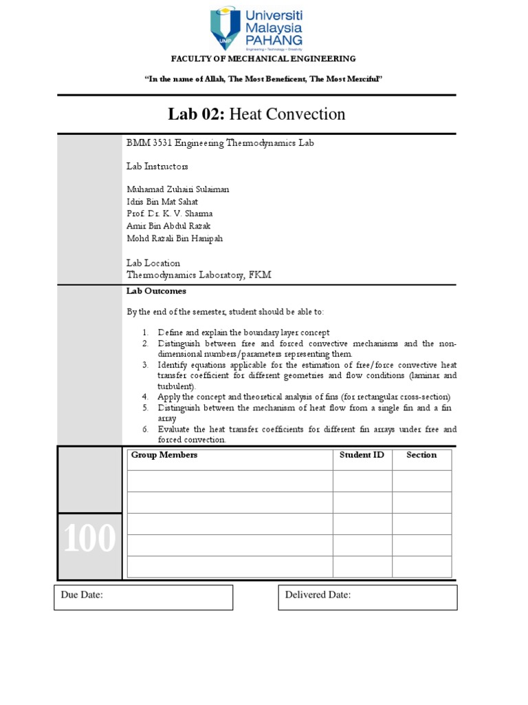 Lab2 Heat Convection Rev Open | PDF | Boundary Layer | Heat Transfer