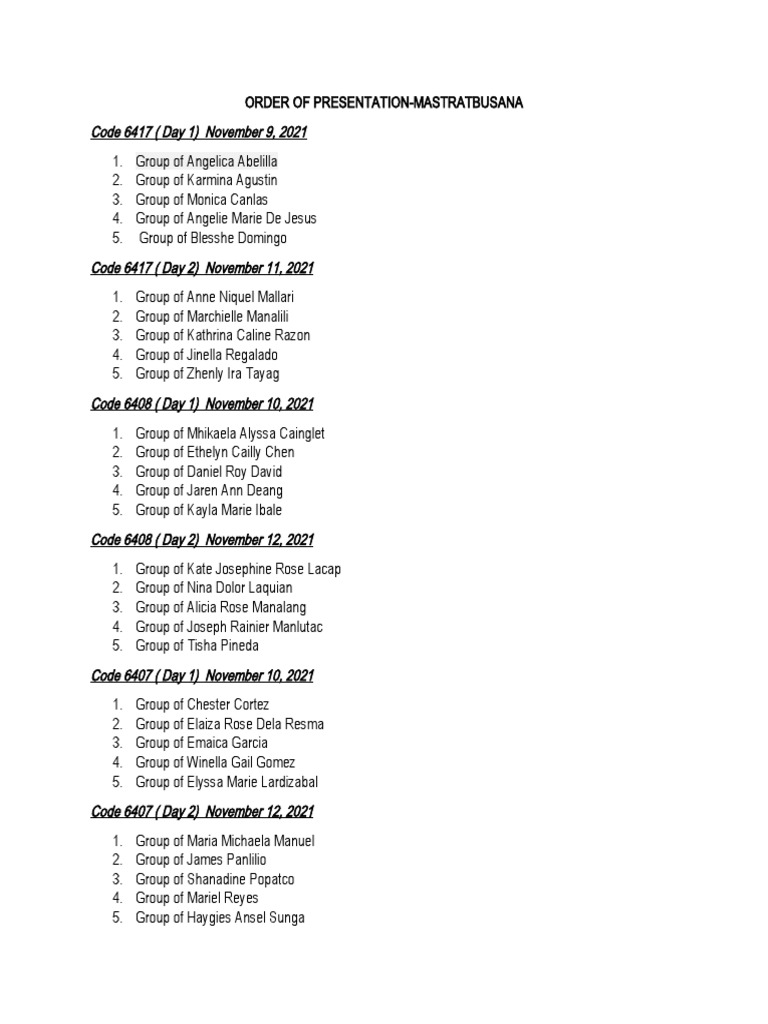 Presentation Schedule & Guidelines | PDF | Self-Improvement