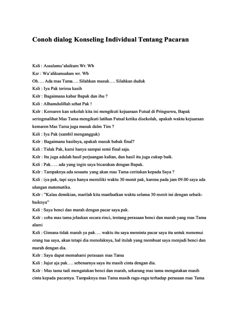 Qdoc - Tips - Conoh Dialog Konseling Individual Tentang Pacaran | PDF