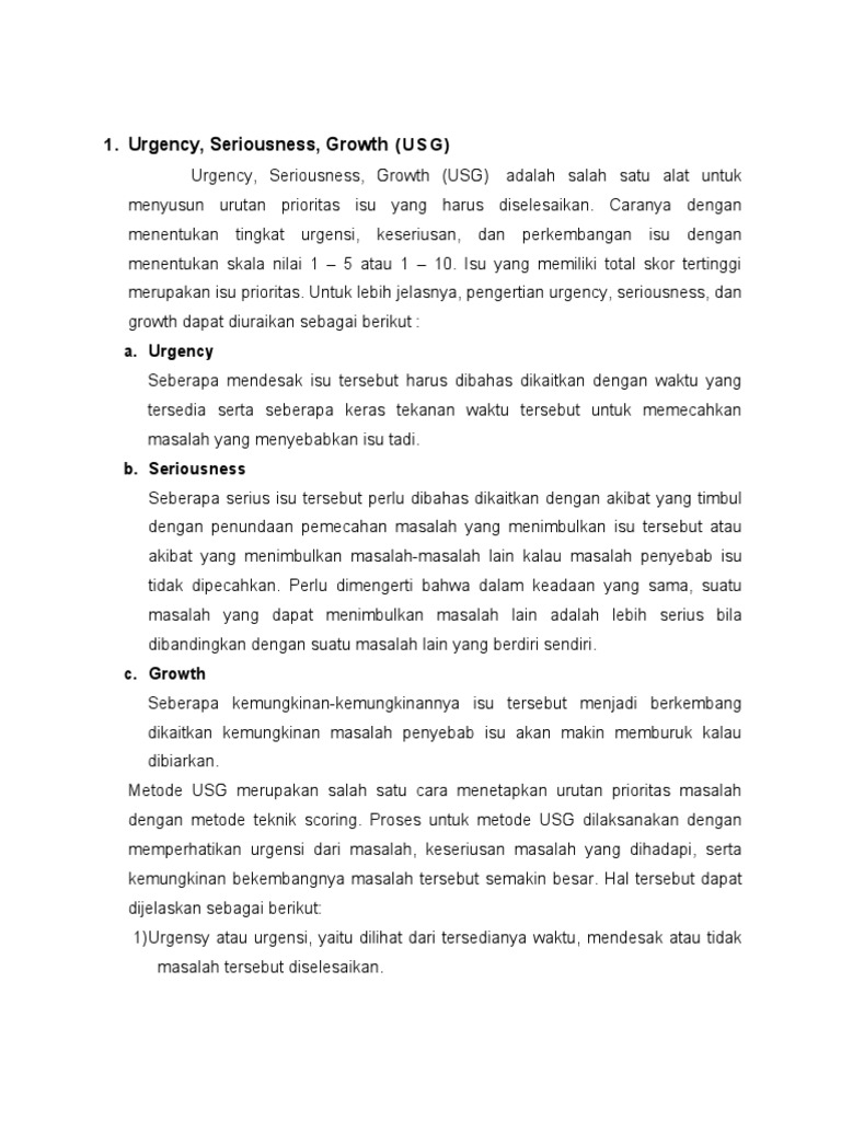 Urgency, Seriousness, Growth | PDF