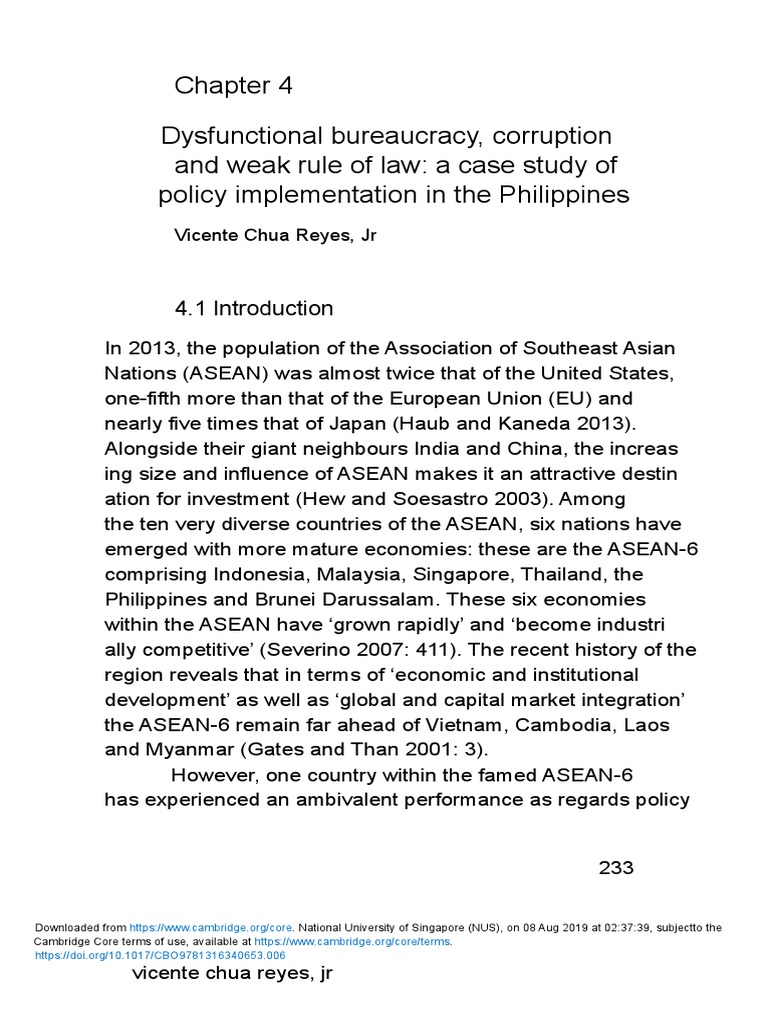 Dysfunctional Bureaucracy, Corruption and Weak Rule of Law: A Case ...