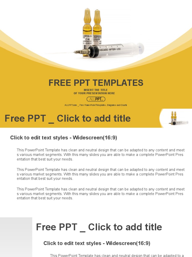 Syringe With Needle and Brown Ampoule PowerPoint Templates Widescreen | PDF