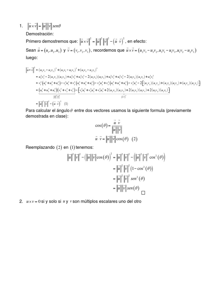 Demostracion de La Norma Del Producto Vectorial | PDF | Análisis ...