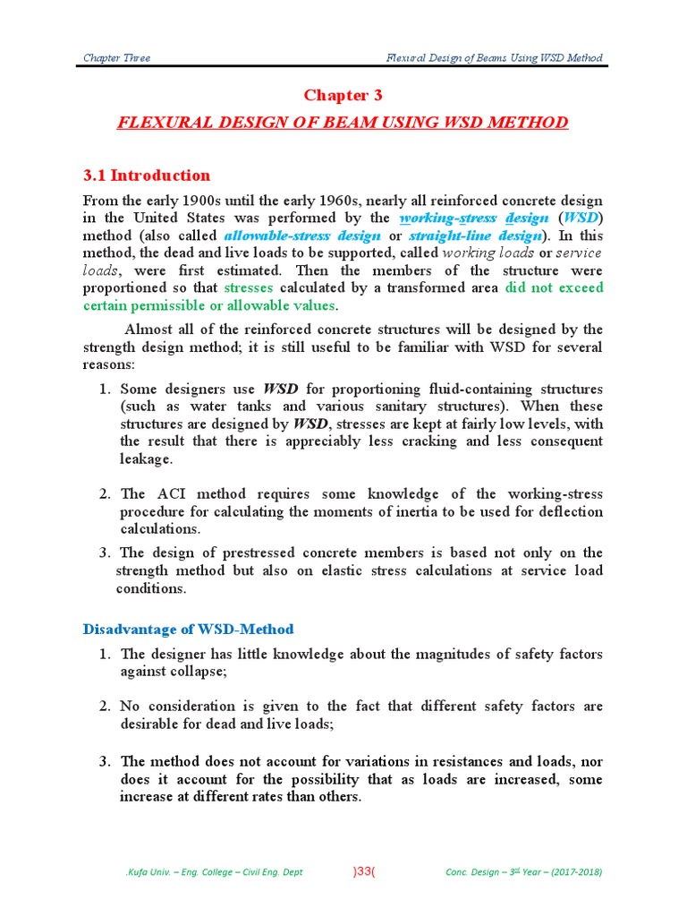 Ch-3 Flexural Design of Beams Using WSD Method | PDF | Strength Of Materials | Beam (Structure)
