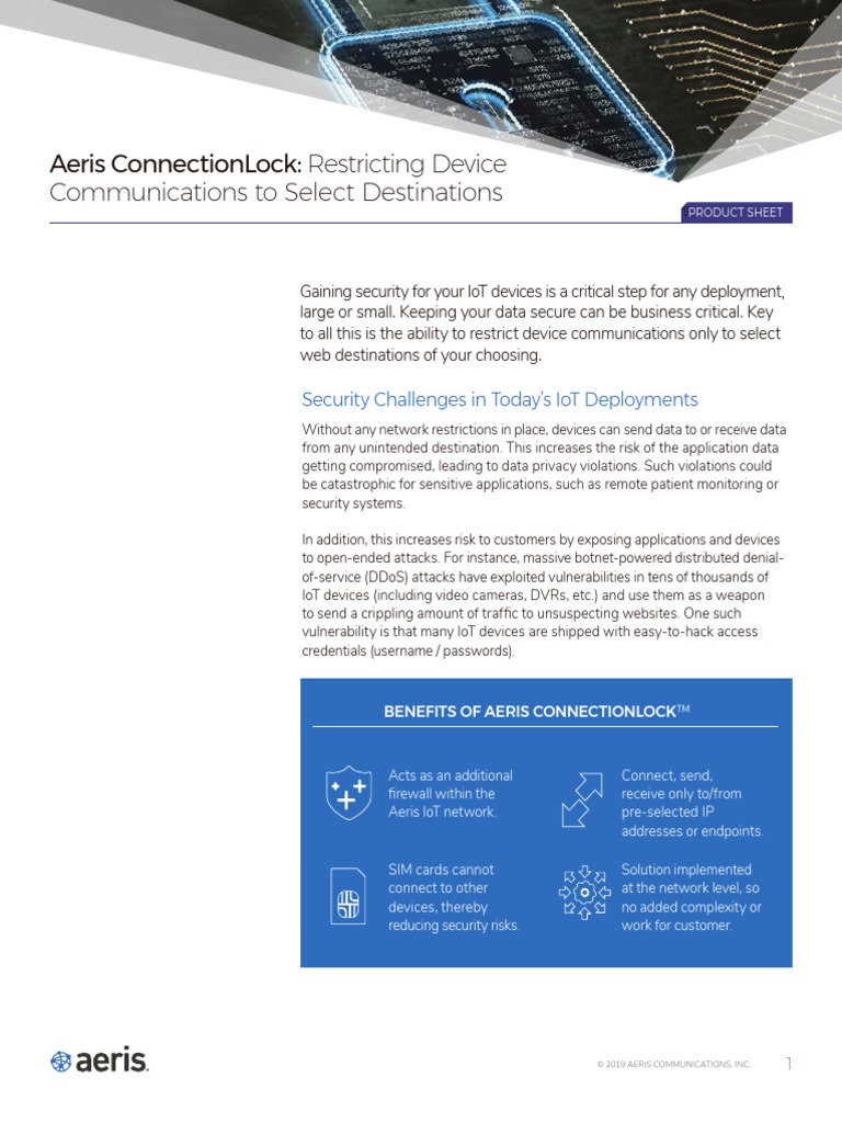 Aeris Product Sheet ConnectionLock | PDF | Internet Of Things ...