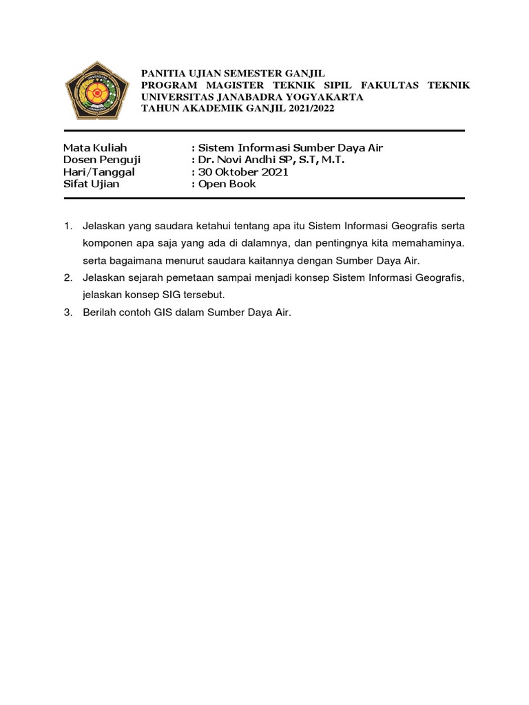 Ujian SIG dan Sumber Daya Air | PDF