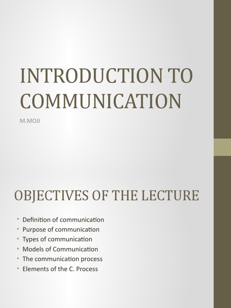 Introduction To Communication | PDF | Communication | Human Communication