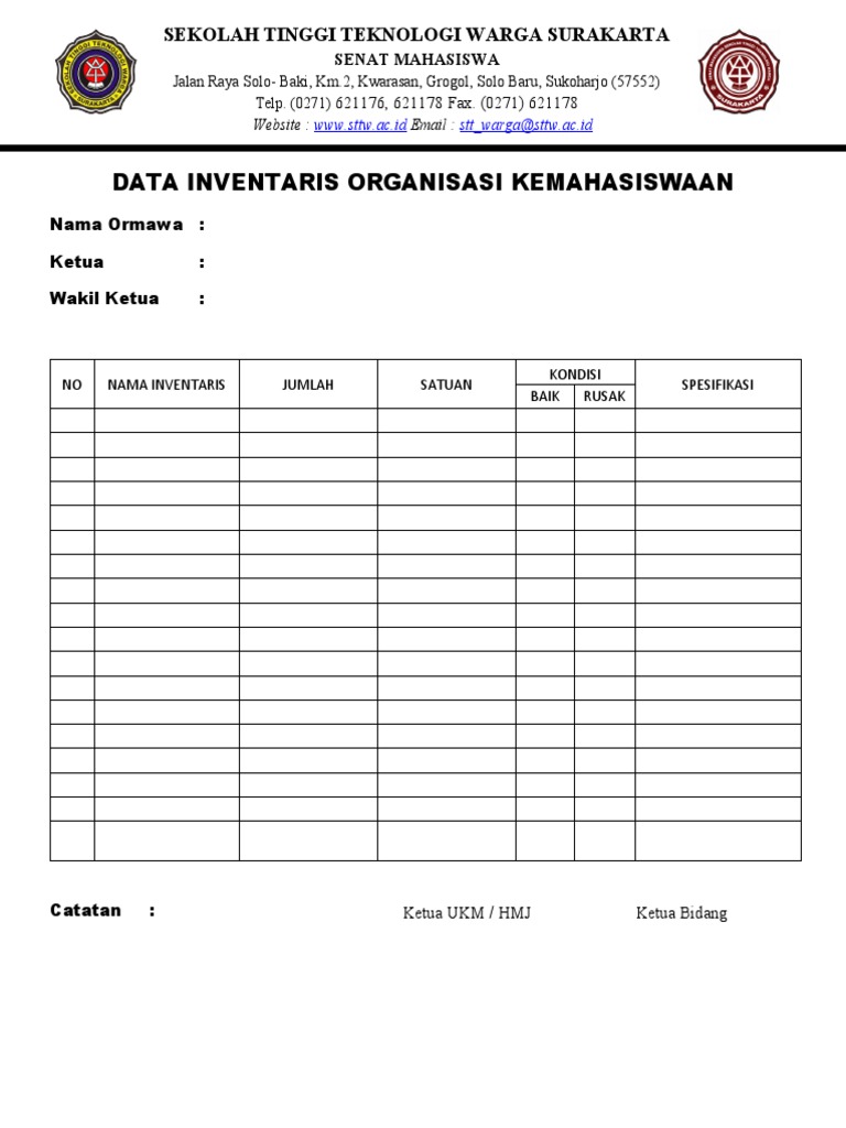 Data Inventaris Organisasi Kemahasiswaan | PDF