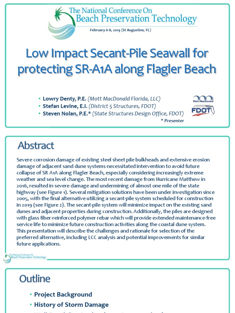 Low Impact Secant-Pile Seawall For Protecting SR-A1A Along Flagler ...