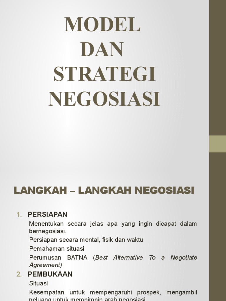 Strategi dan Model Negosiasi Efektif | PDF