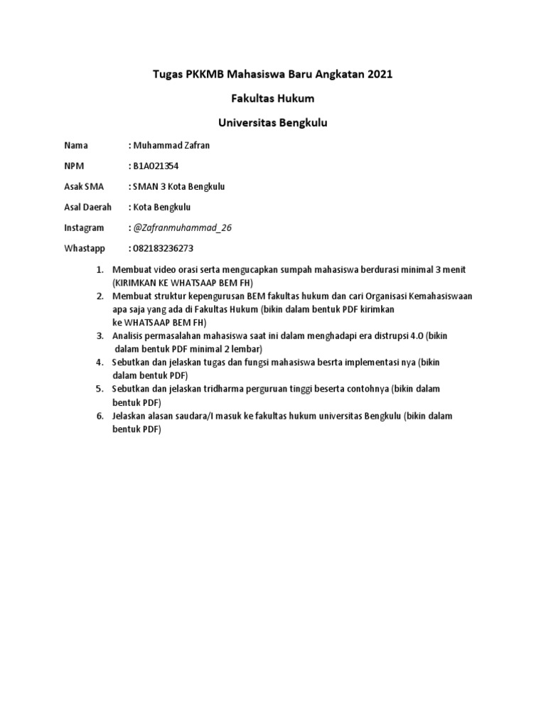 Tugas PKKMB Muhammad Zafran | PDF