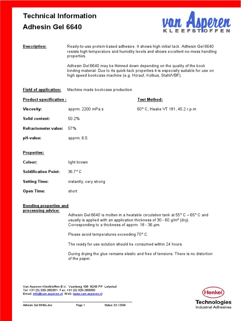 AQUENCE Gel 6640 (EN) | PDF | Gel | Adhesive