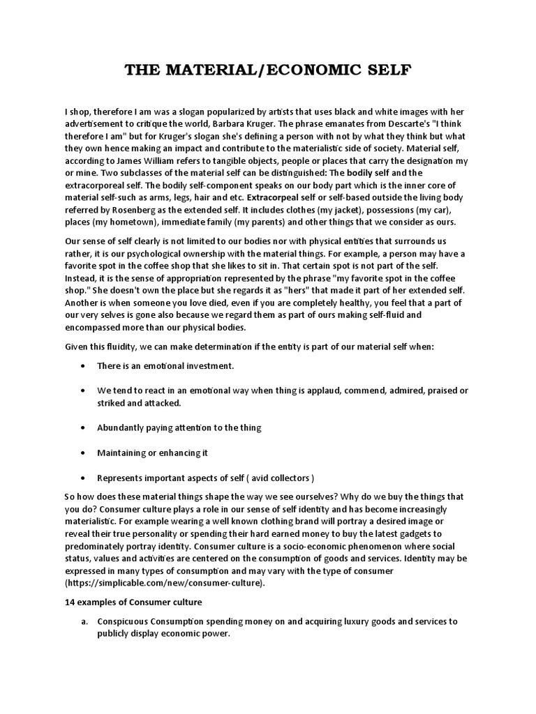 Understanding the Material Self | PDF | Self | Consumerism