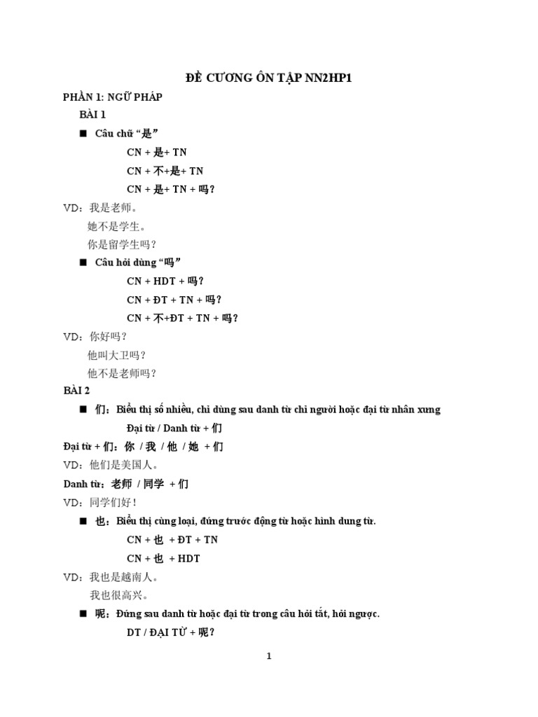 ĐỀ-CƯƠNG-ÔN-TẬP-CUỐI-KÌ-NN2-HP1 - da edit | PDF