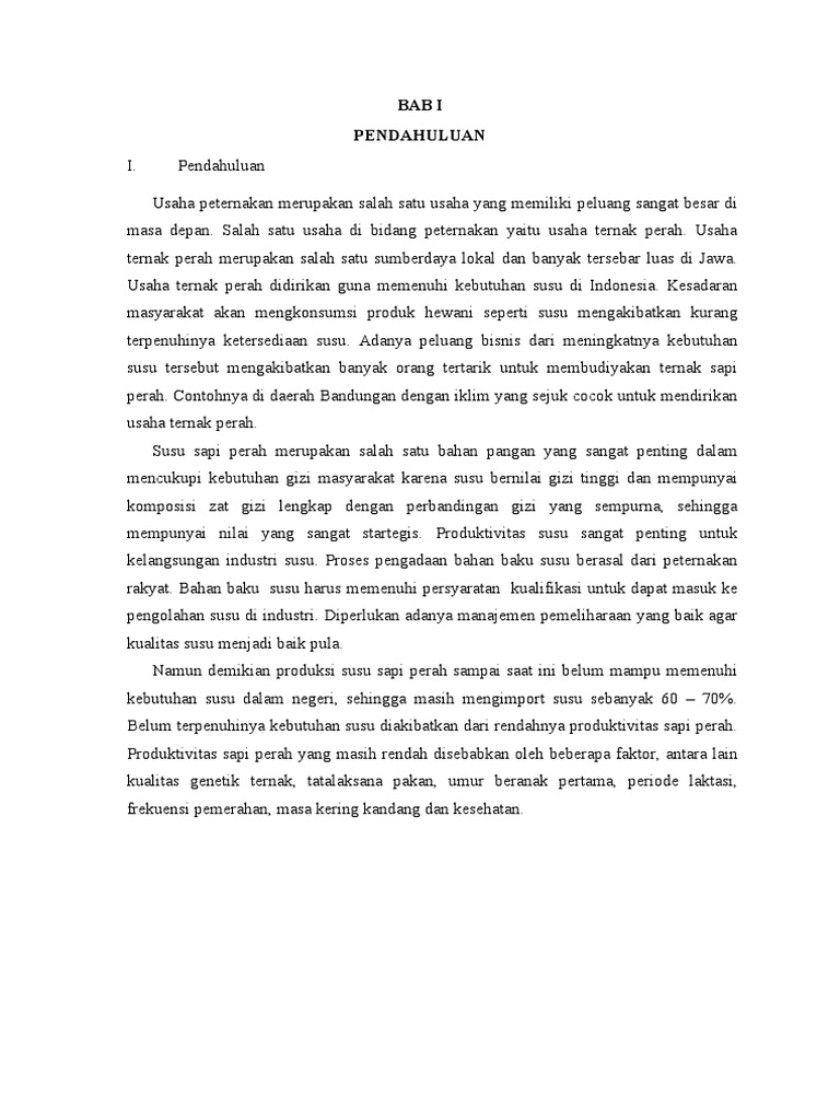 Sistematika Proposal Perencanaan Usaha Peternakan Sapi Perah | PDF