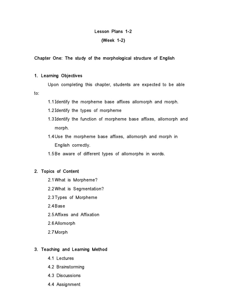 Unit 1 The Study of Morphological Structure of English | PDF | Word | Verb