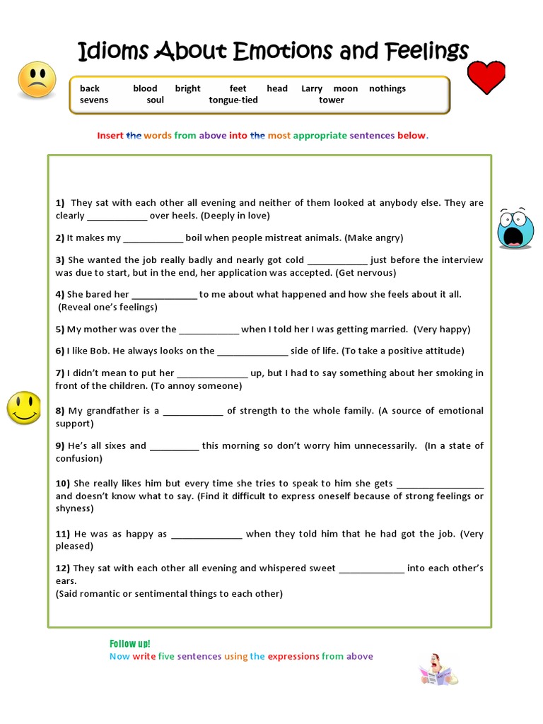Idioms About Feelings WS | PDF