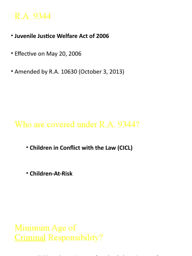 Salient Features RA 9344 | PDF | Child Custody | Crimes