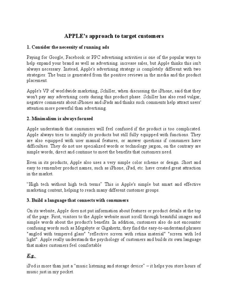 APPLEs Approach To Target Customers | PDF | Apple Inc. | Advertising