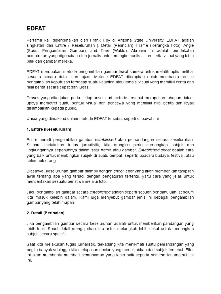 EDFAT Dalam Fotografi | PDF