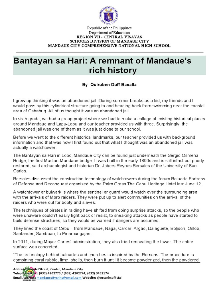 Bantayan Sa Hari: A Remnant of Mandaue's Rich History | PDF