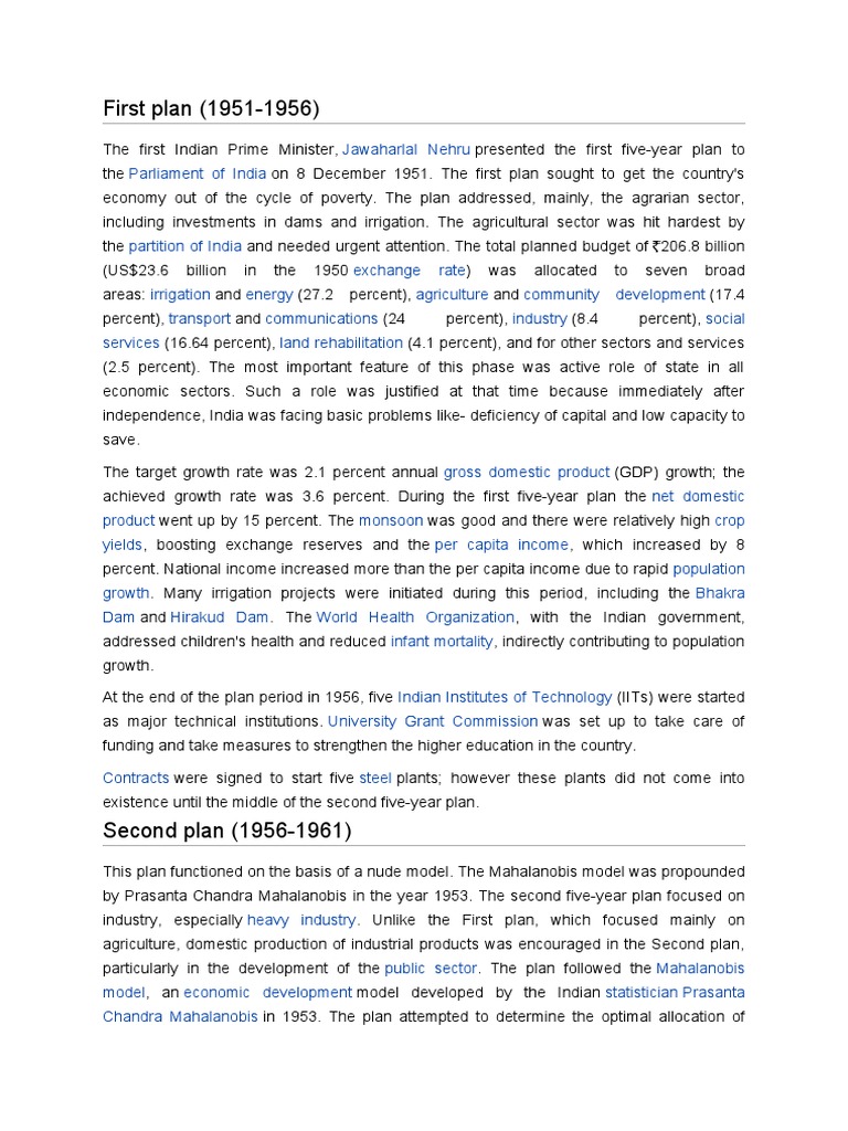 Overview of India's Five-Year Plans | PDF | Economic Growth | Economies