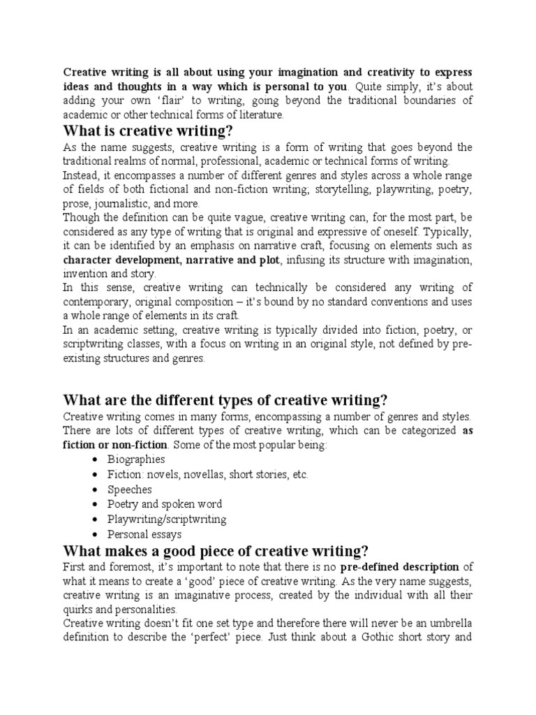 What Is Creative Writing? | PDF | Creative Writing | Narrative