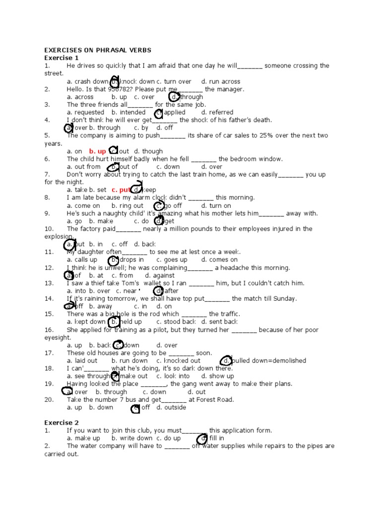 Phrasal Verbs Exercises Guide | PDF