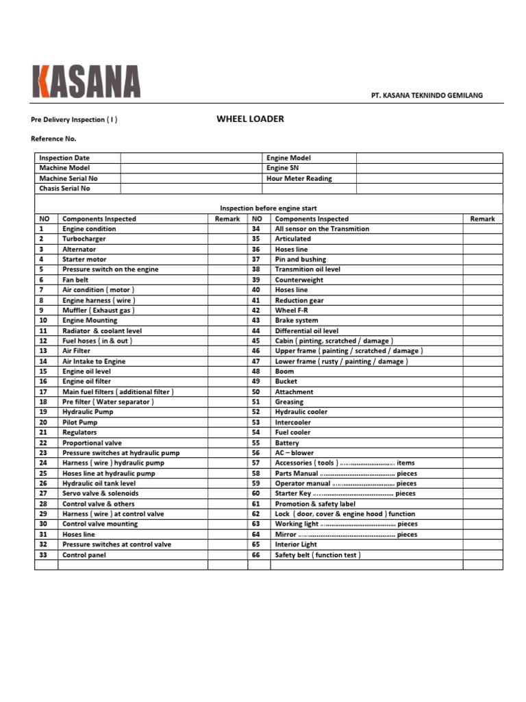FORM PDI Wheel Loader | PDF | Engines | Pump
