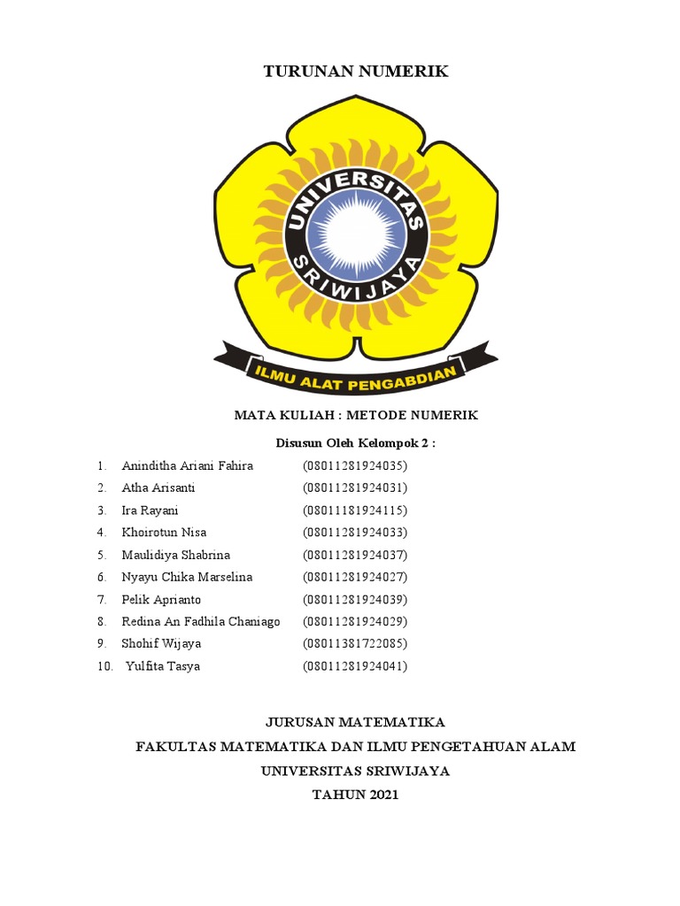 Turunan Numerik: Metode dan Contoh | PDF