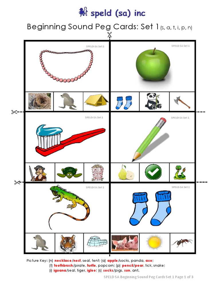 Beginning Sound Peg Cards Set 1 | PDF