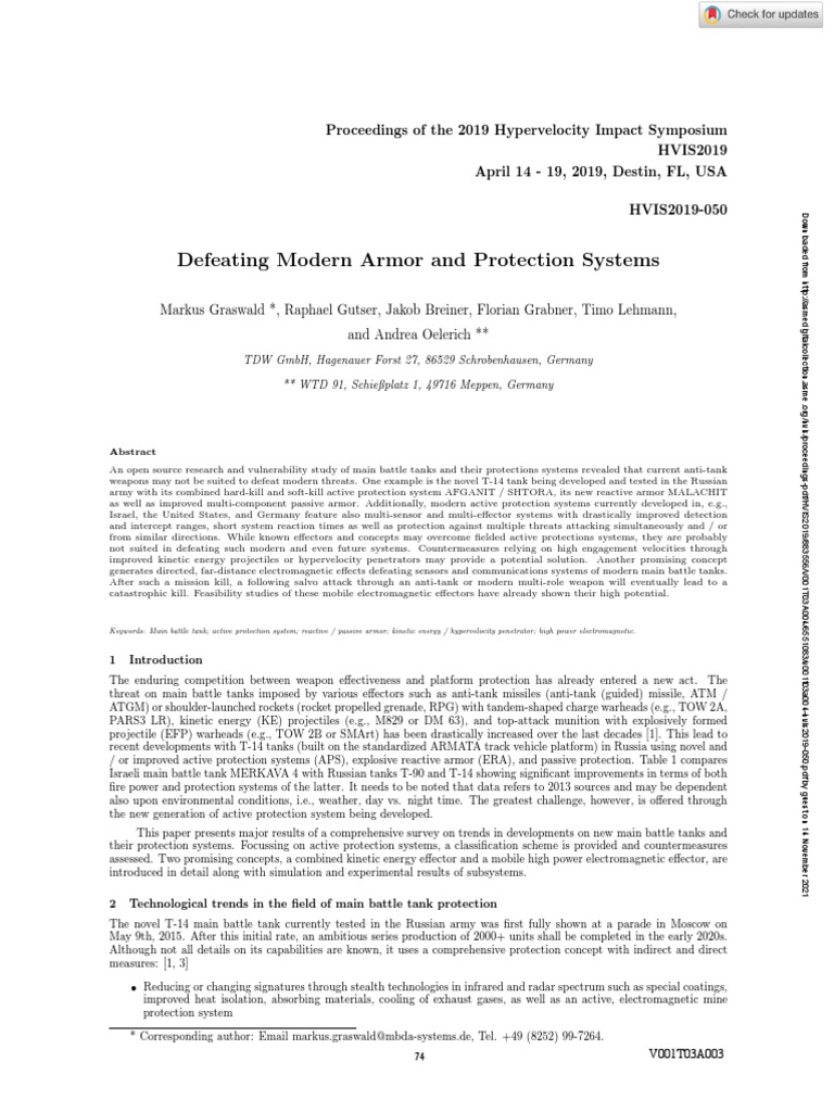 Modern Armor Protection Systems Analysis | PDF | Tanks | Rocket ...