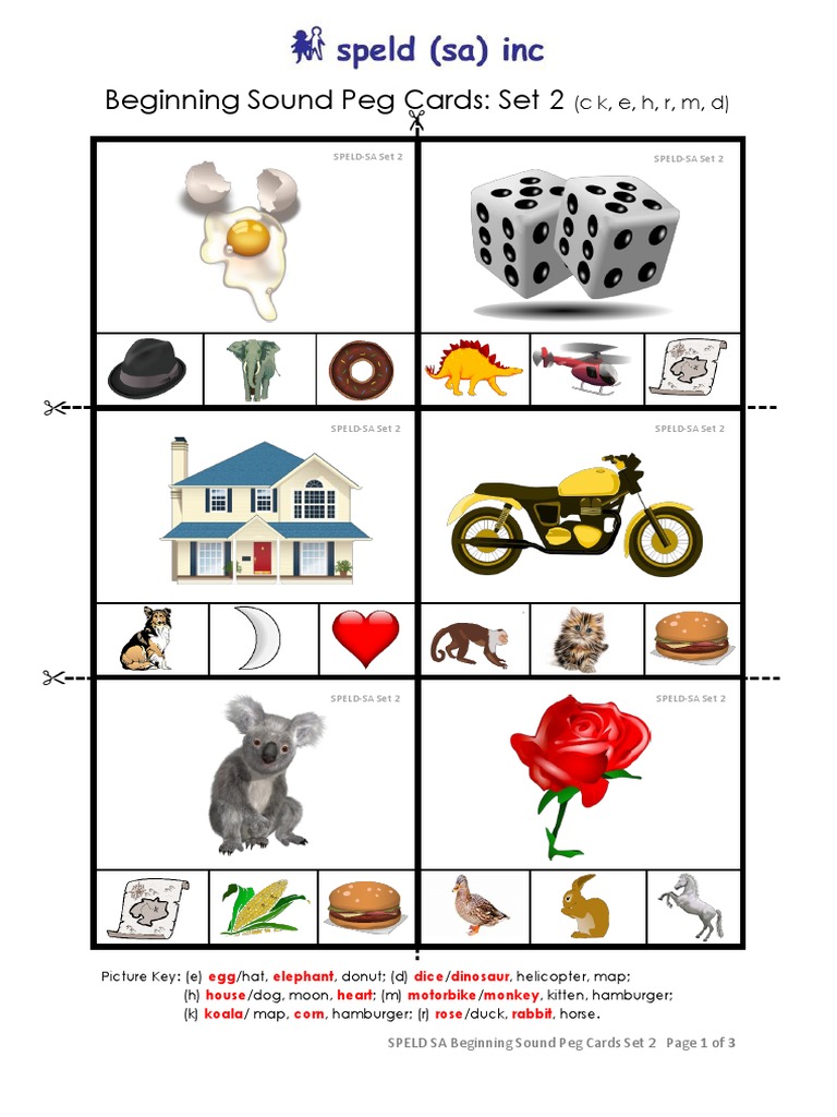 Beginning Sound Peg Cards Set 2 | PDF