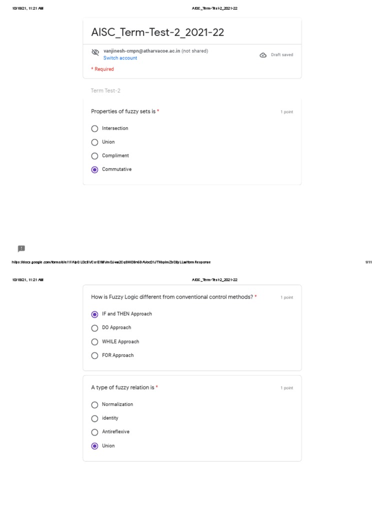 AISC - Term Test 2 - 2021 22 | PDF | Fuzzy Logic | Machine Learning