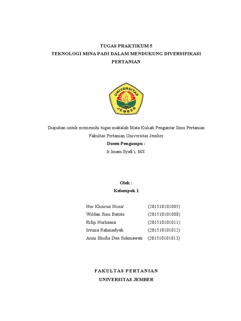 Teknologi Mina Padi: Diversifikasi Pertanian | PDF